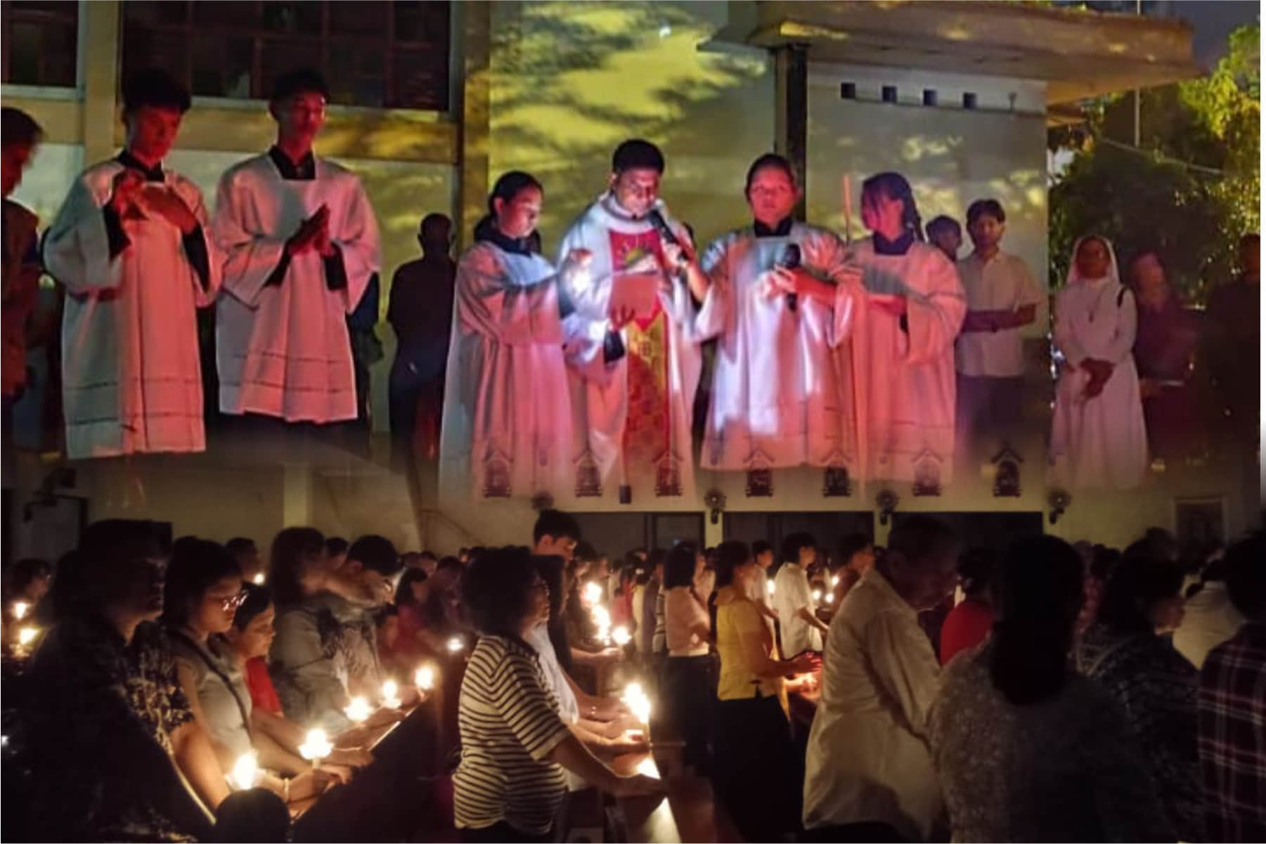 Misa Vigili Paskah di Gereja Regina Pacis Tanjungpandan, Cahaya Lilin ...
